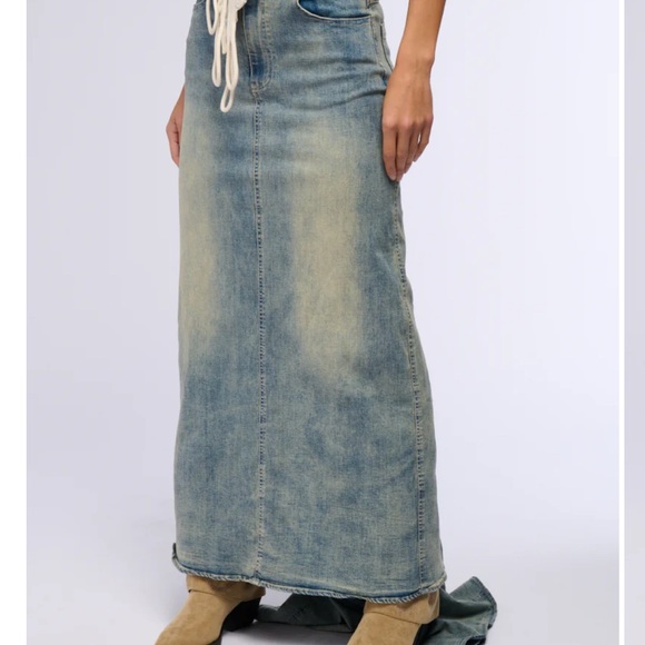 AKIRA | Skirts | Denim Maxi Skirt W Fishtail Train | Poshmark
